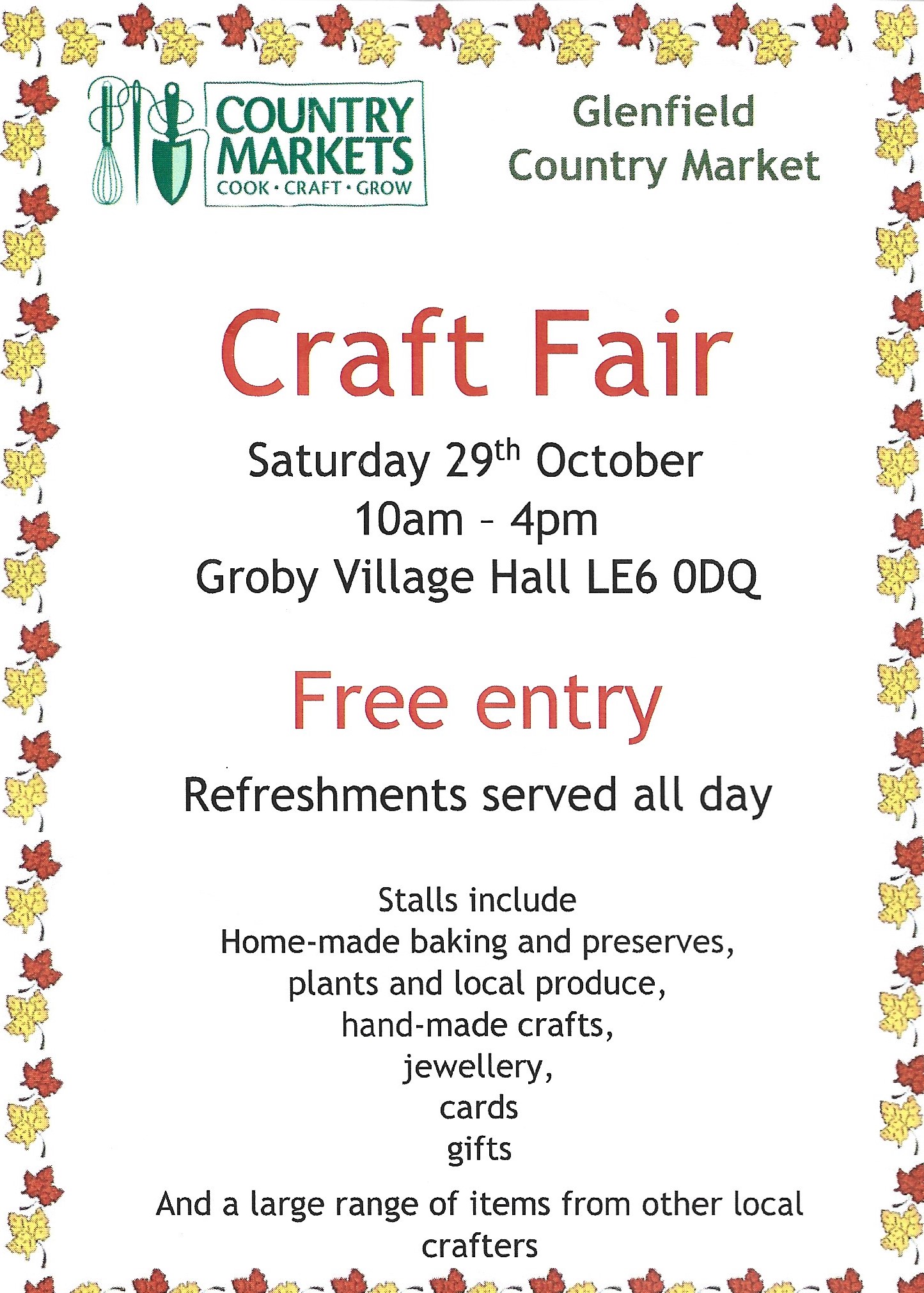 Craft Fair – Groby Village Hall – Thornton