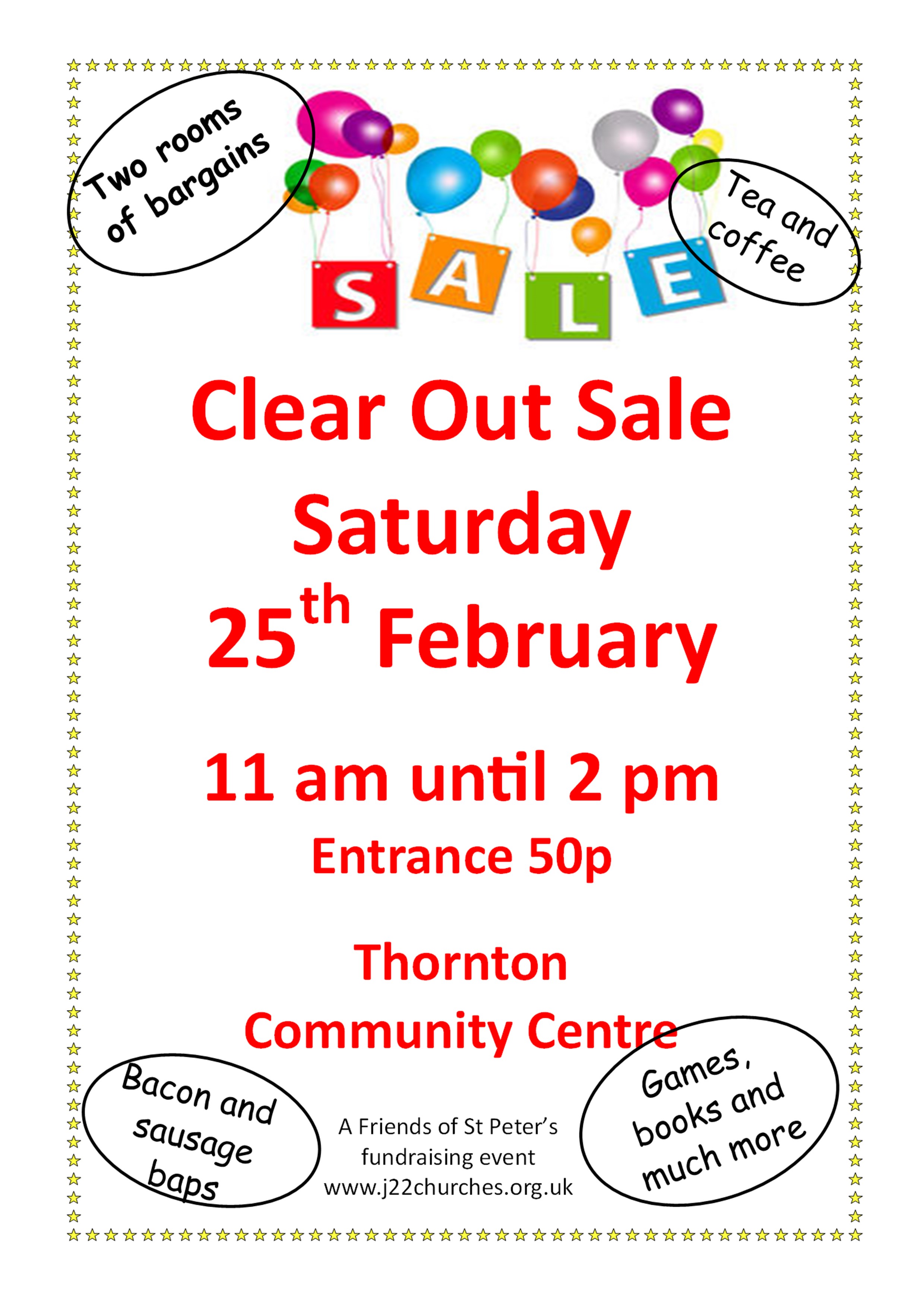 Clear Out Sale – Thornton Community Centre – Thornton