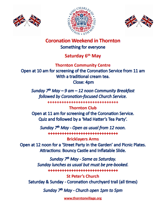 Coronation Weekend in Thornton – Thornton
