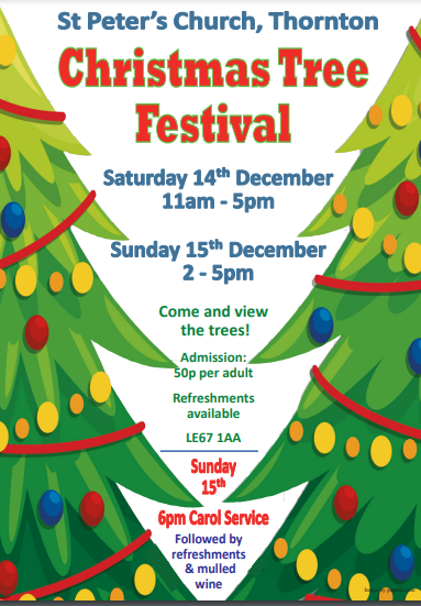 Christmas Tree Festival – Sat 14th & Sun 15th December – Thornton